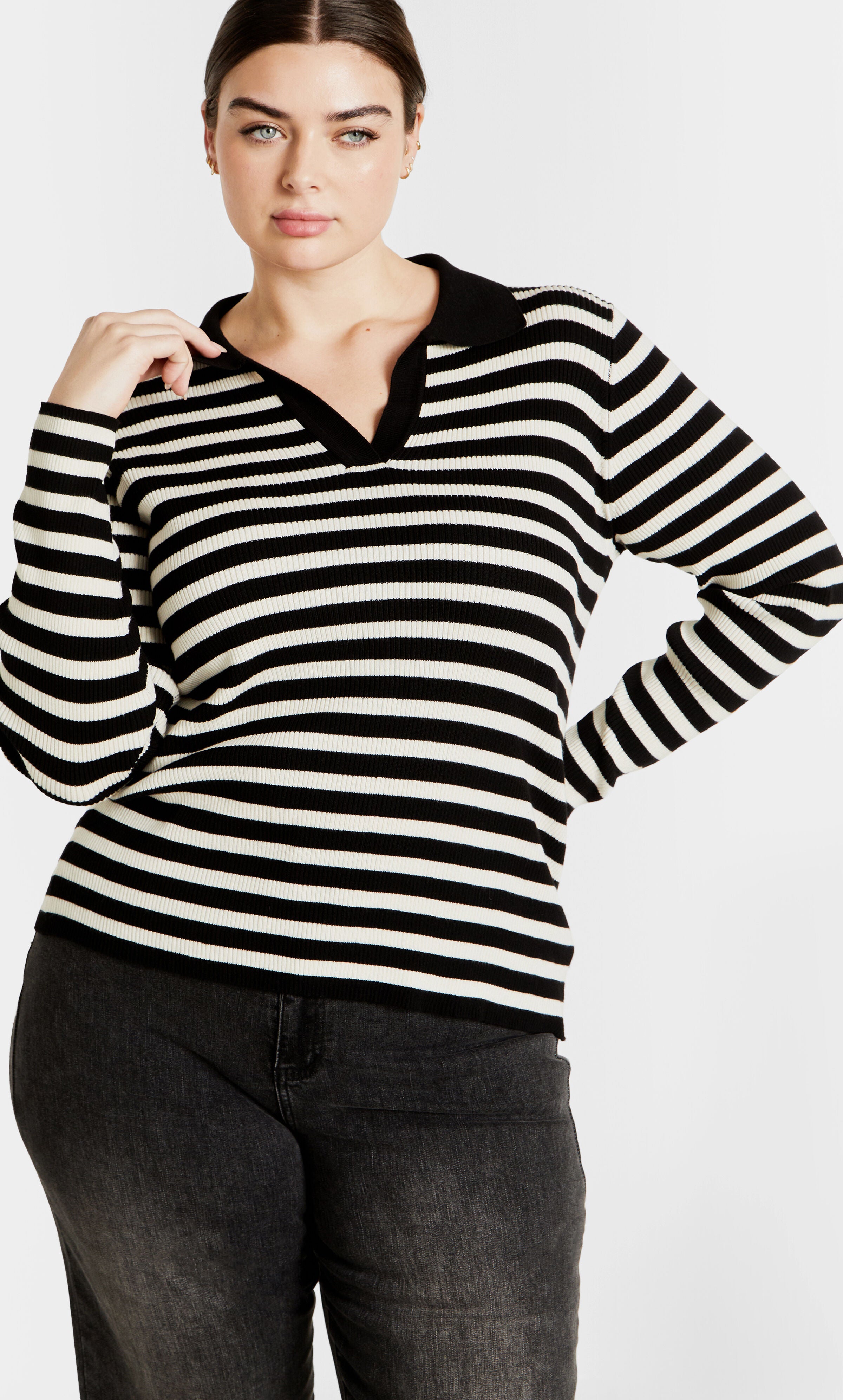 Zola Stripe Sweater - stripe | Dia & Co