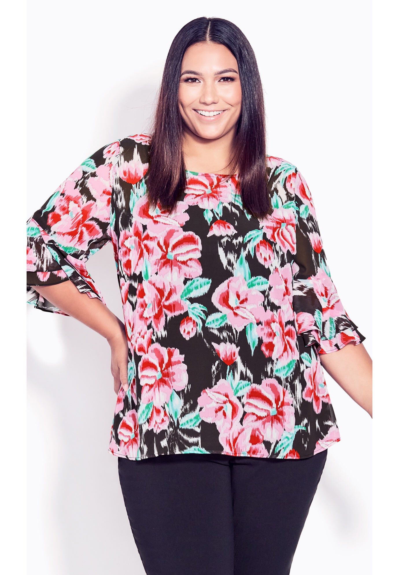 Alex Double Flutter Top | Dia & Co