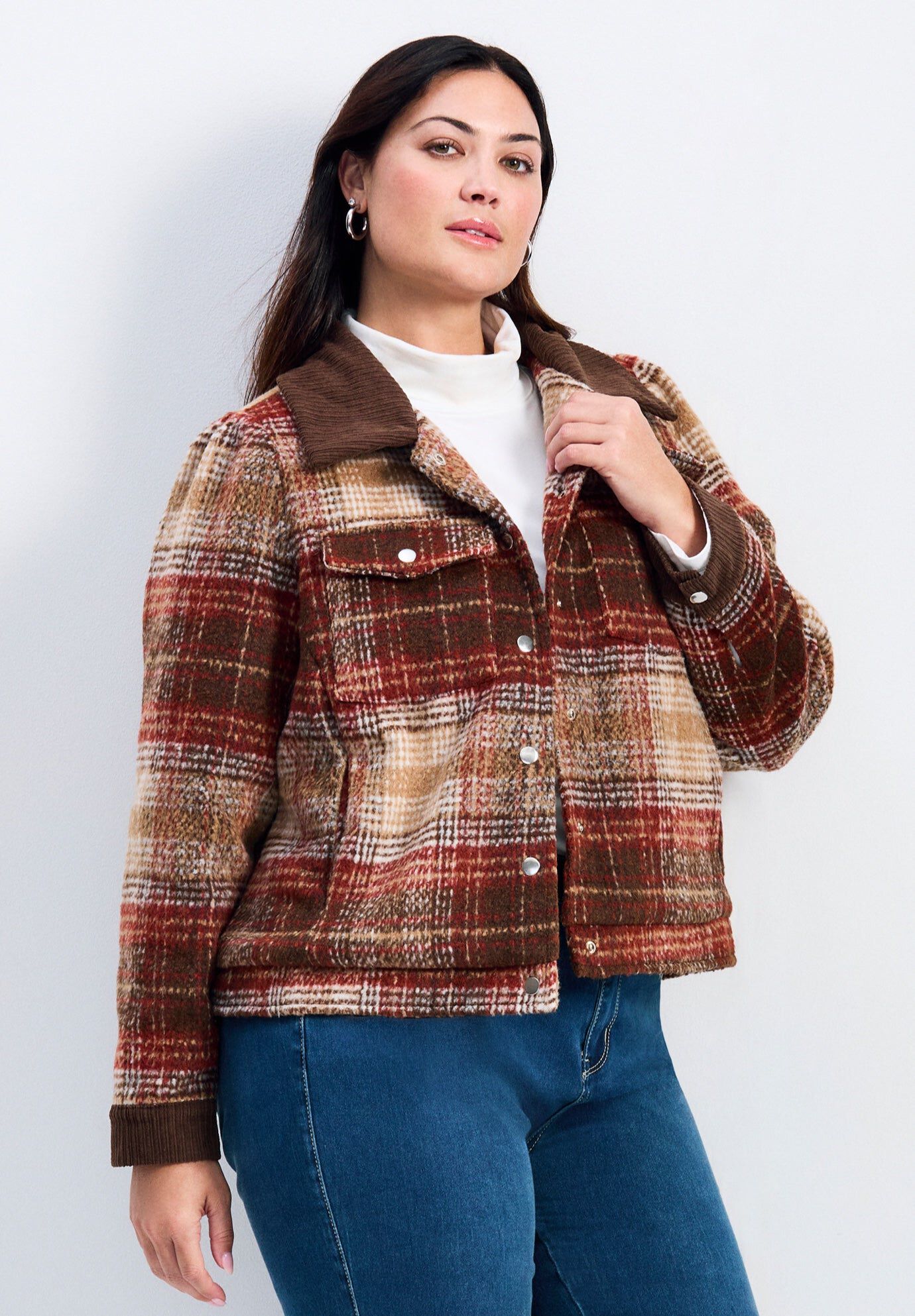 Joss Plaid Cropped Jacket | Dia & Co