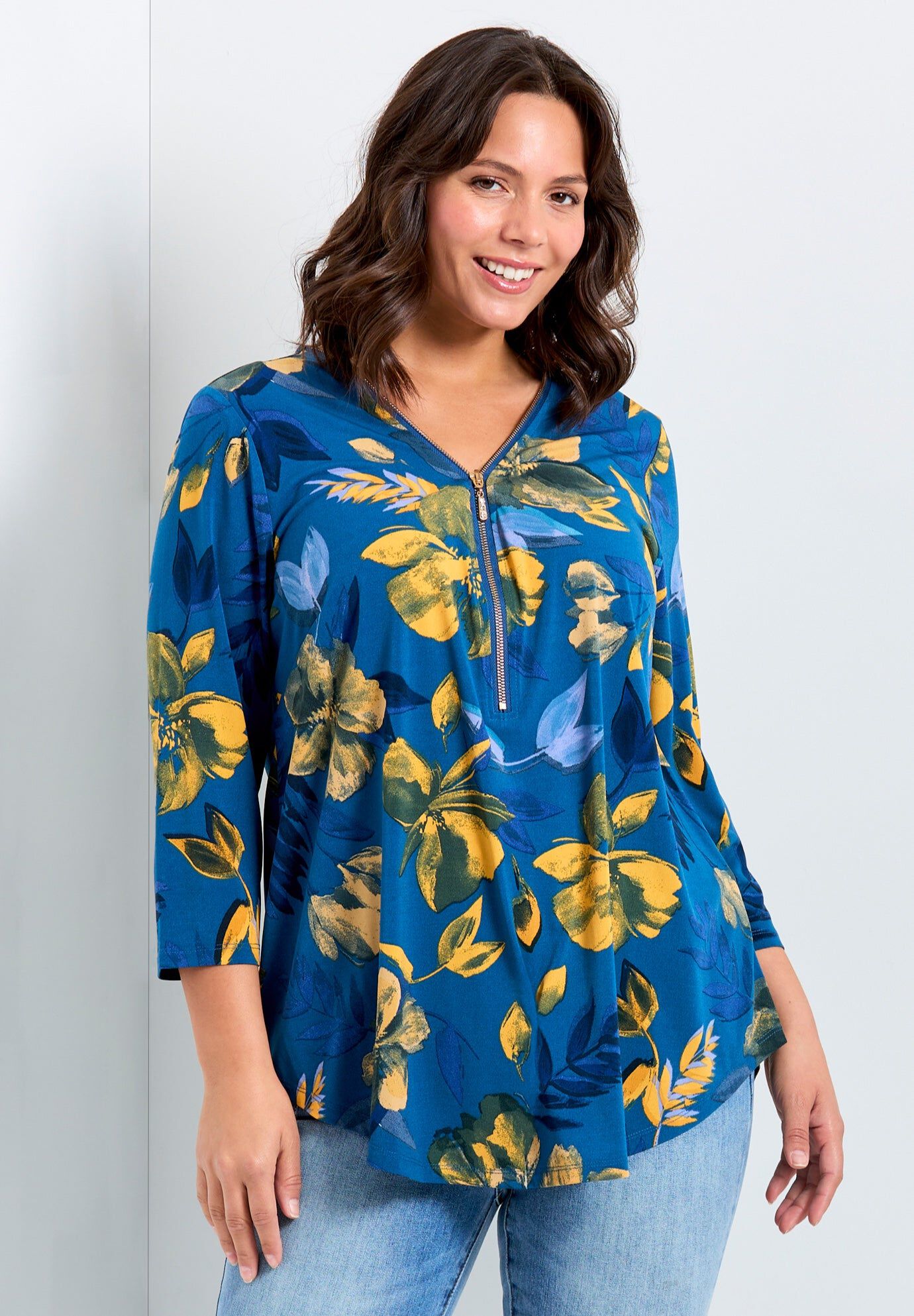 Top Fiona Zip Print | Dia & Co