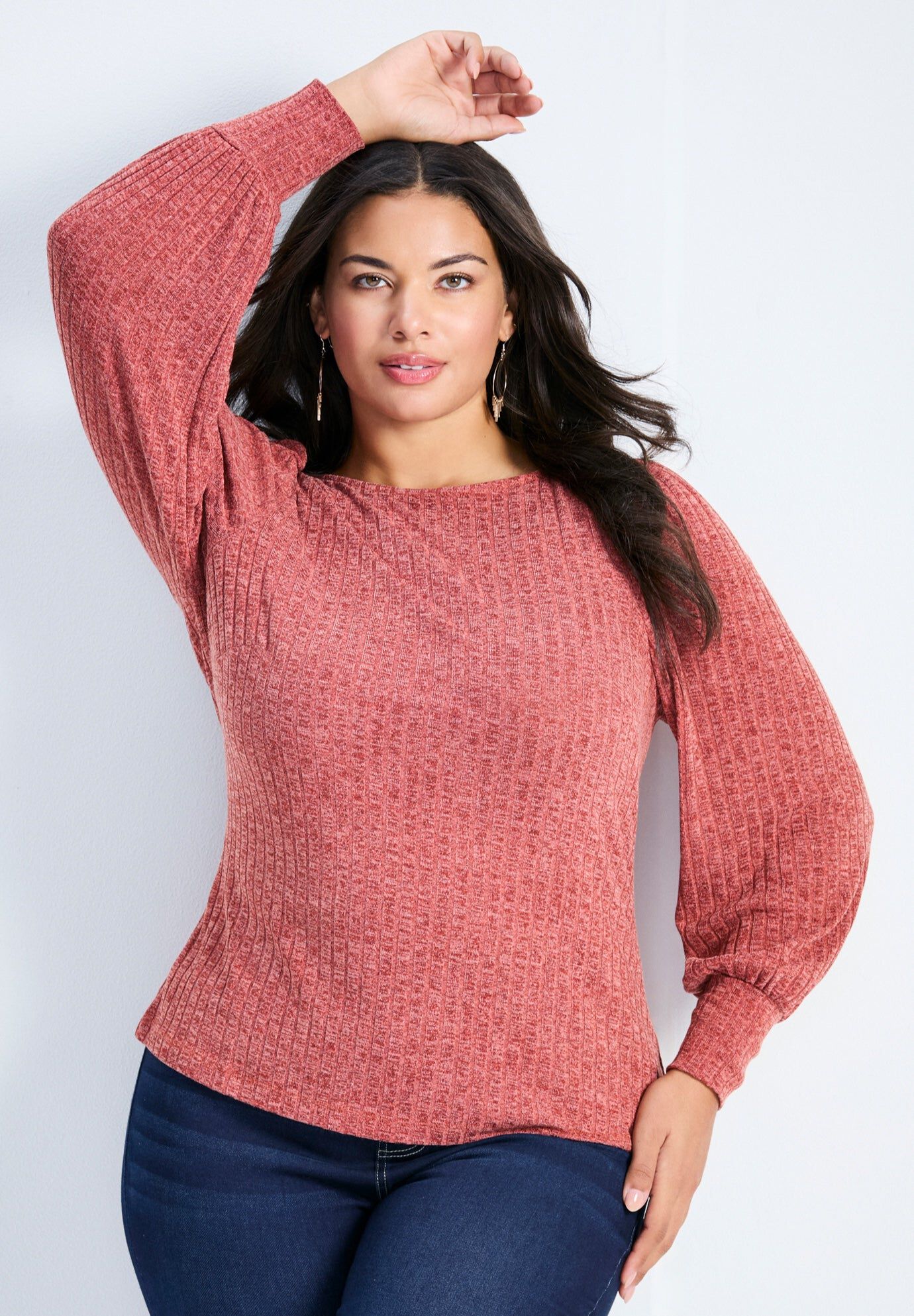 Jessica Rib Hacci Knit Top | Dia & Co