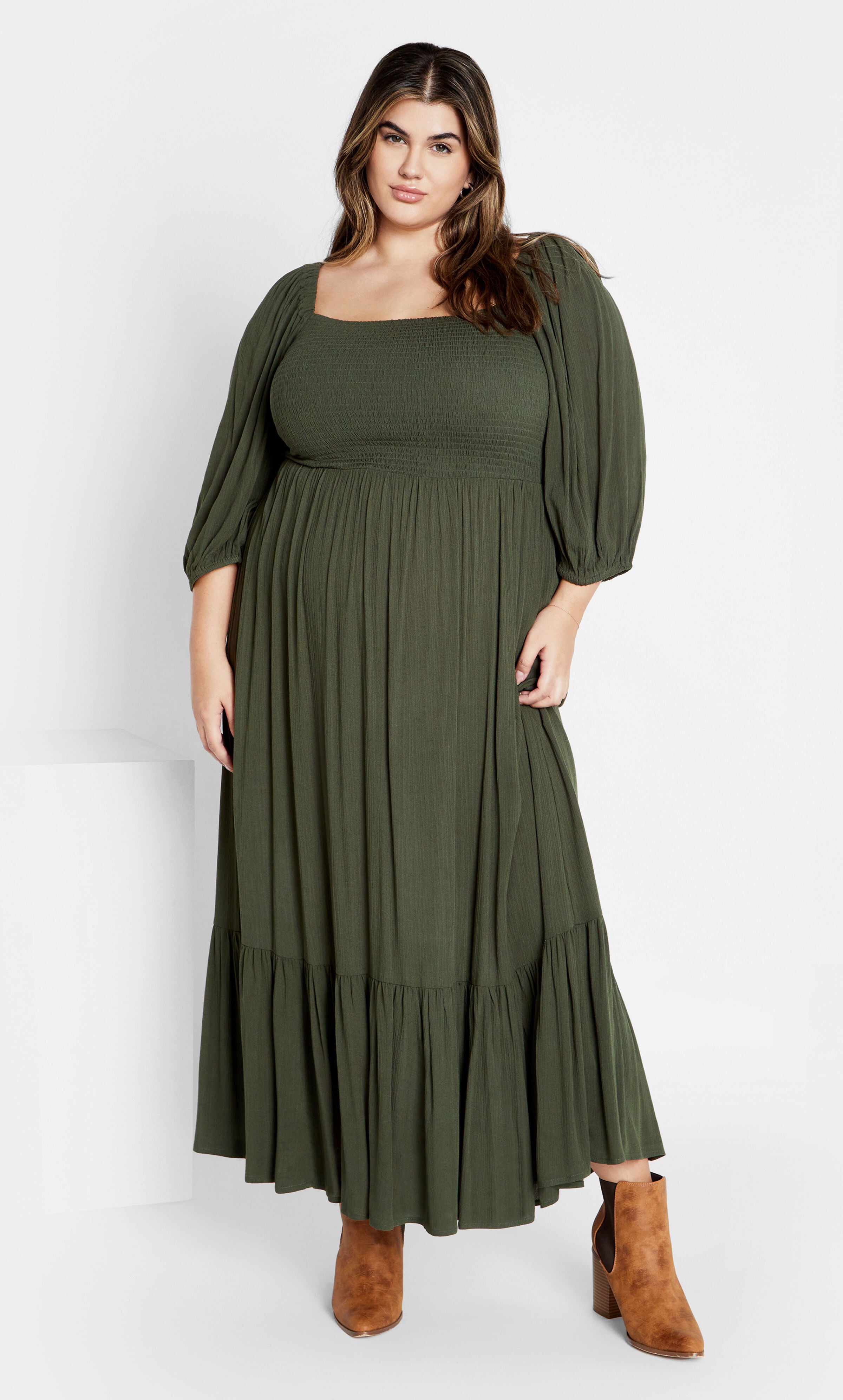 Kaylee Maxi Dress - khaki | Dia & Co