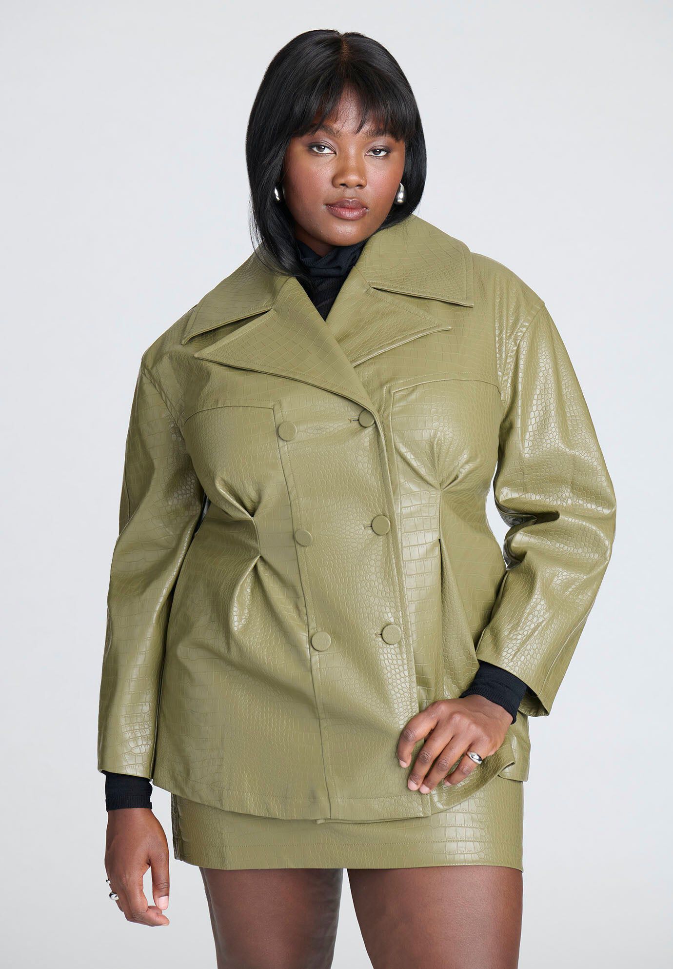 Croc Faux Leather Jacket | Dia & Co