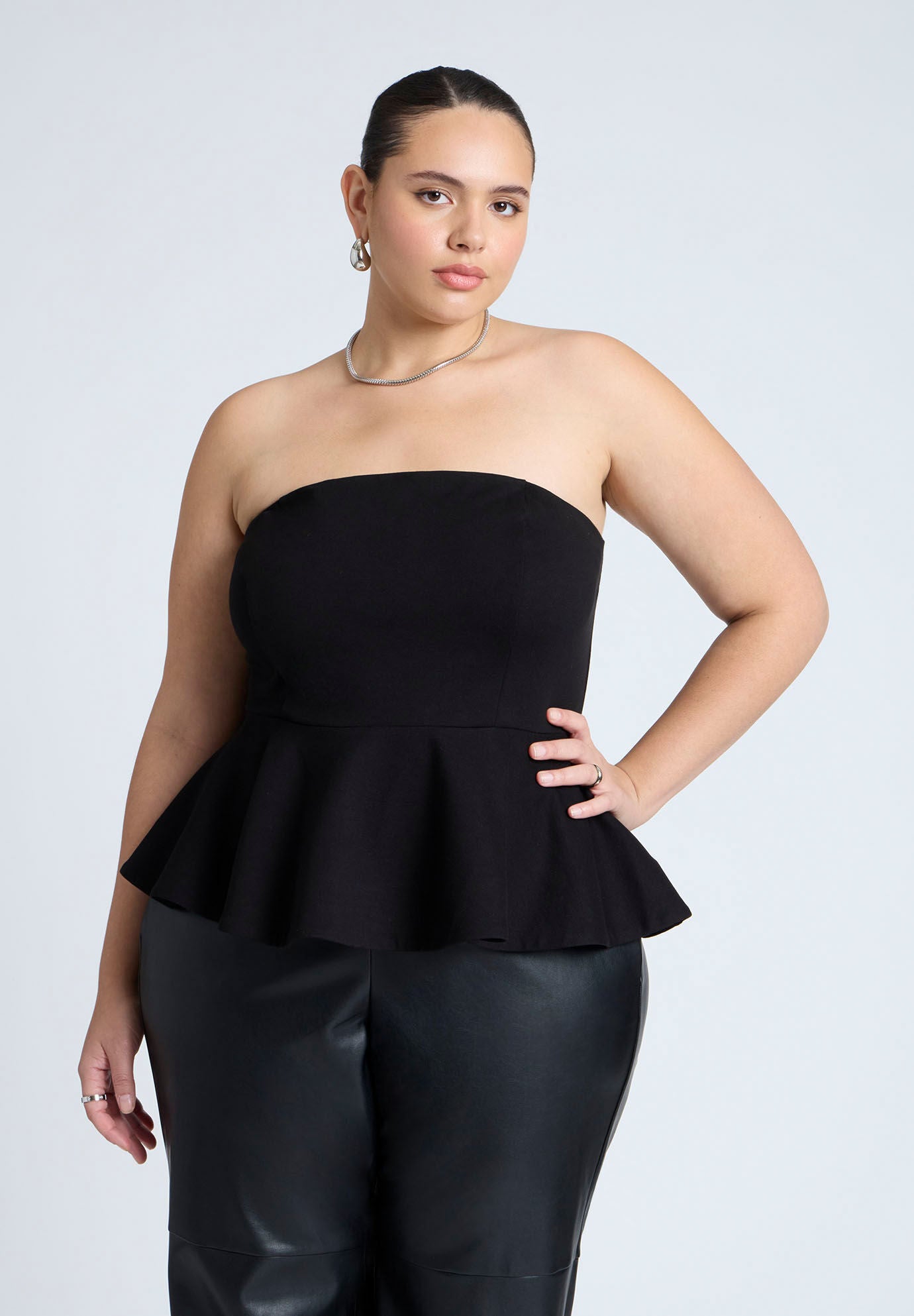 Strapless Flared Peplum Top | Dia & Co