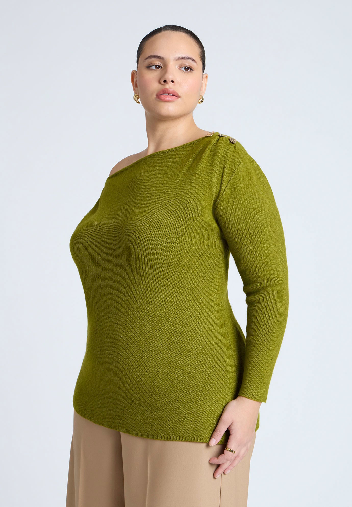 Asym Sweater With Hardware Detail | Dia & Co