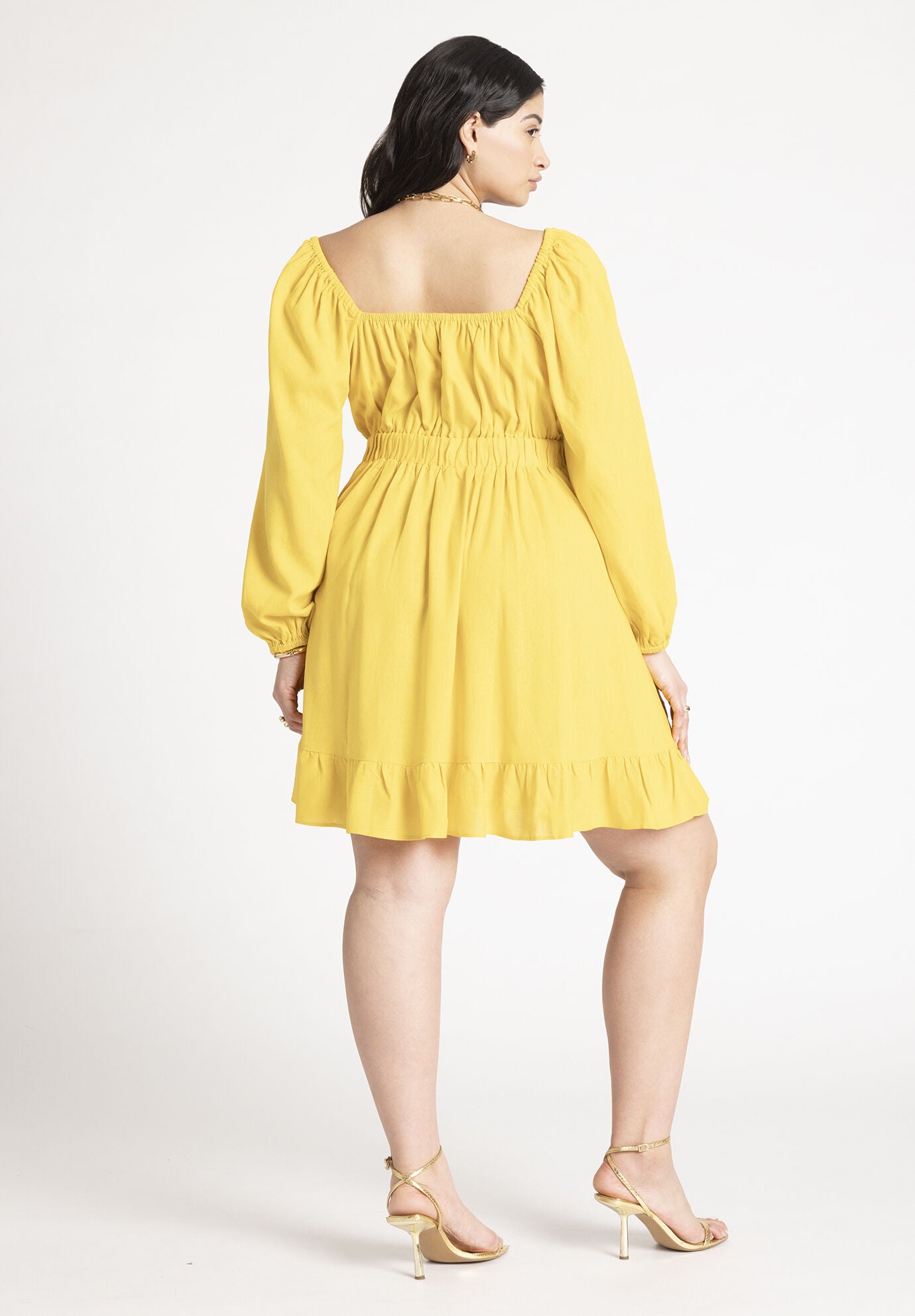 Puff Sleeve Linen Mini Dress | Dia & Co