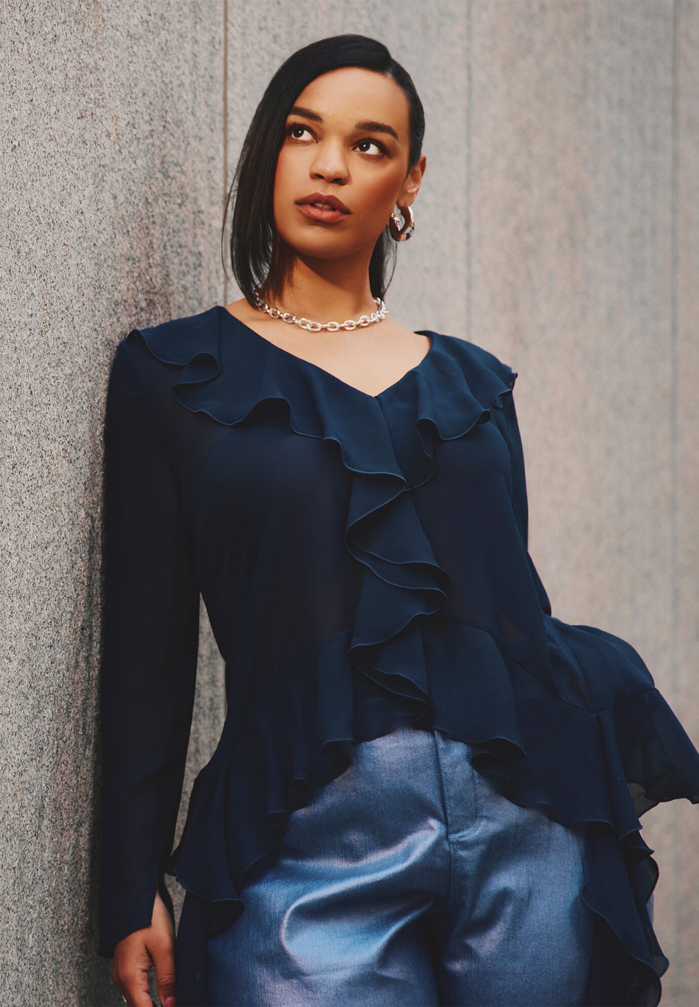 Ruffle Trim Blouse | Dia & Co