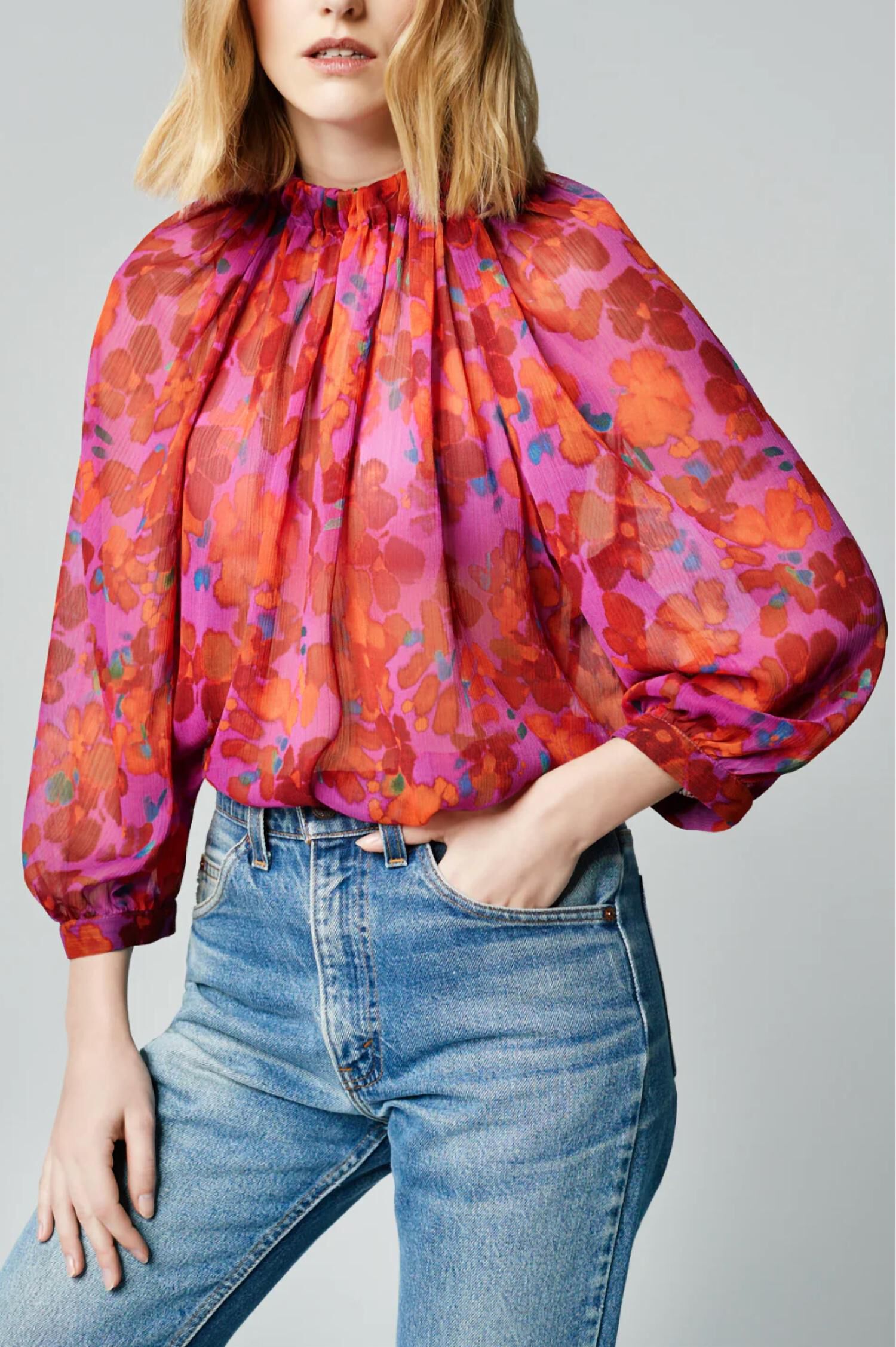 CASCADE BLOUSE IN VIOLET POPPY | Dia & Co