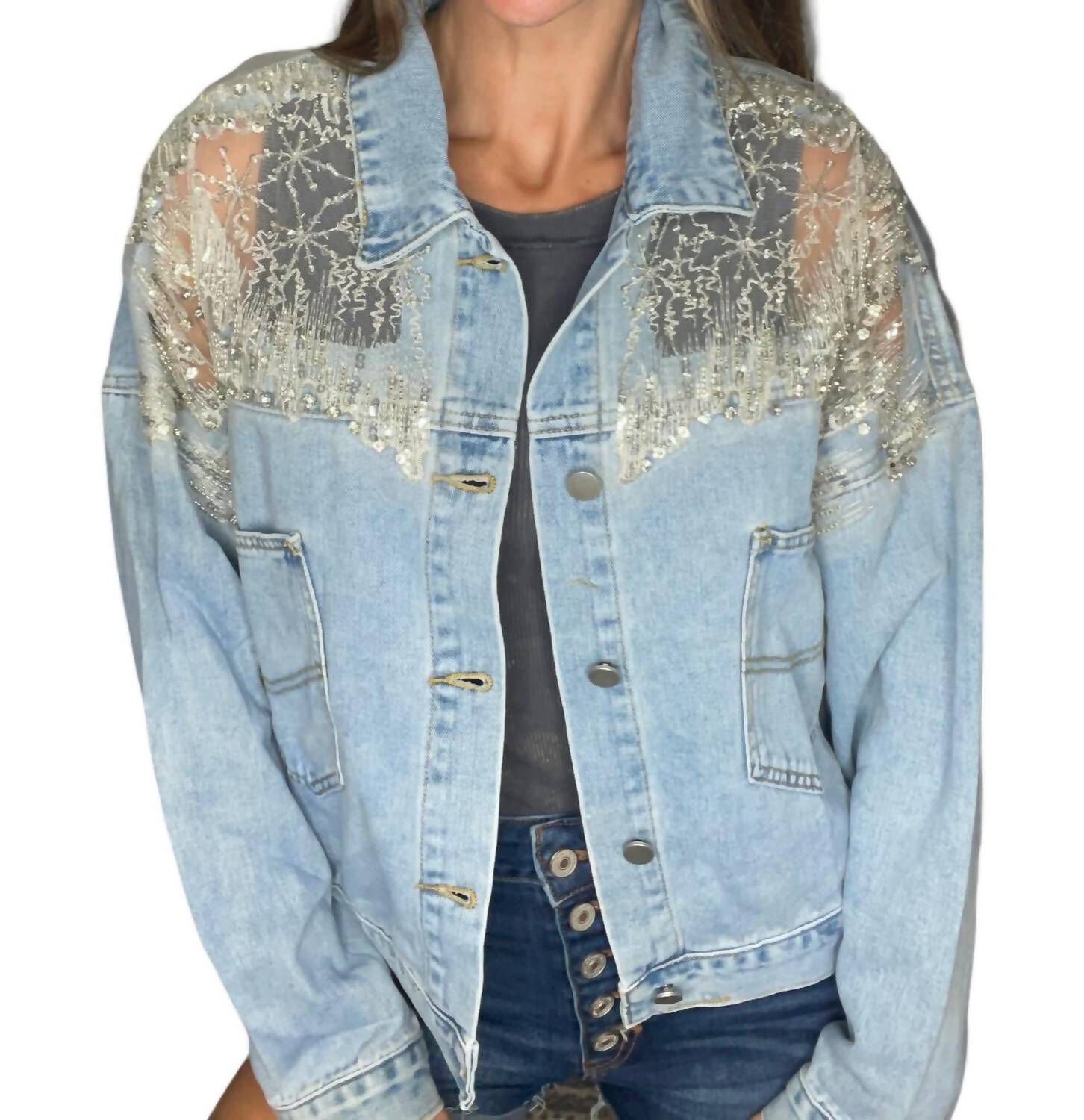 MESH DENIM JACKET | Dia & Co