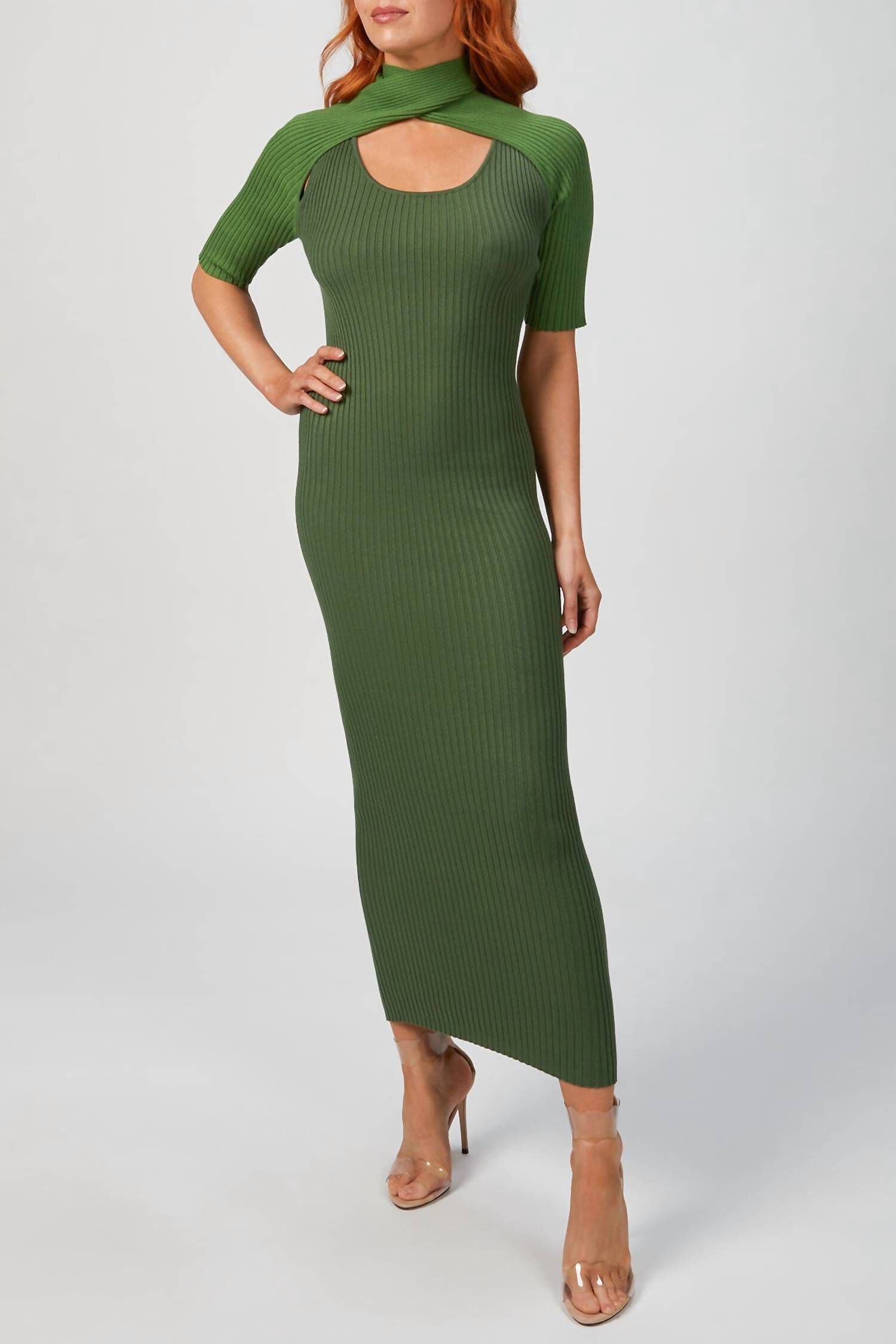 LOOP LAYERED KNIT DRESS IN VERT | Dia & Co