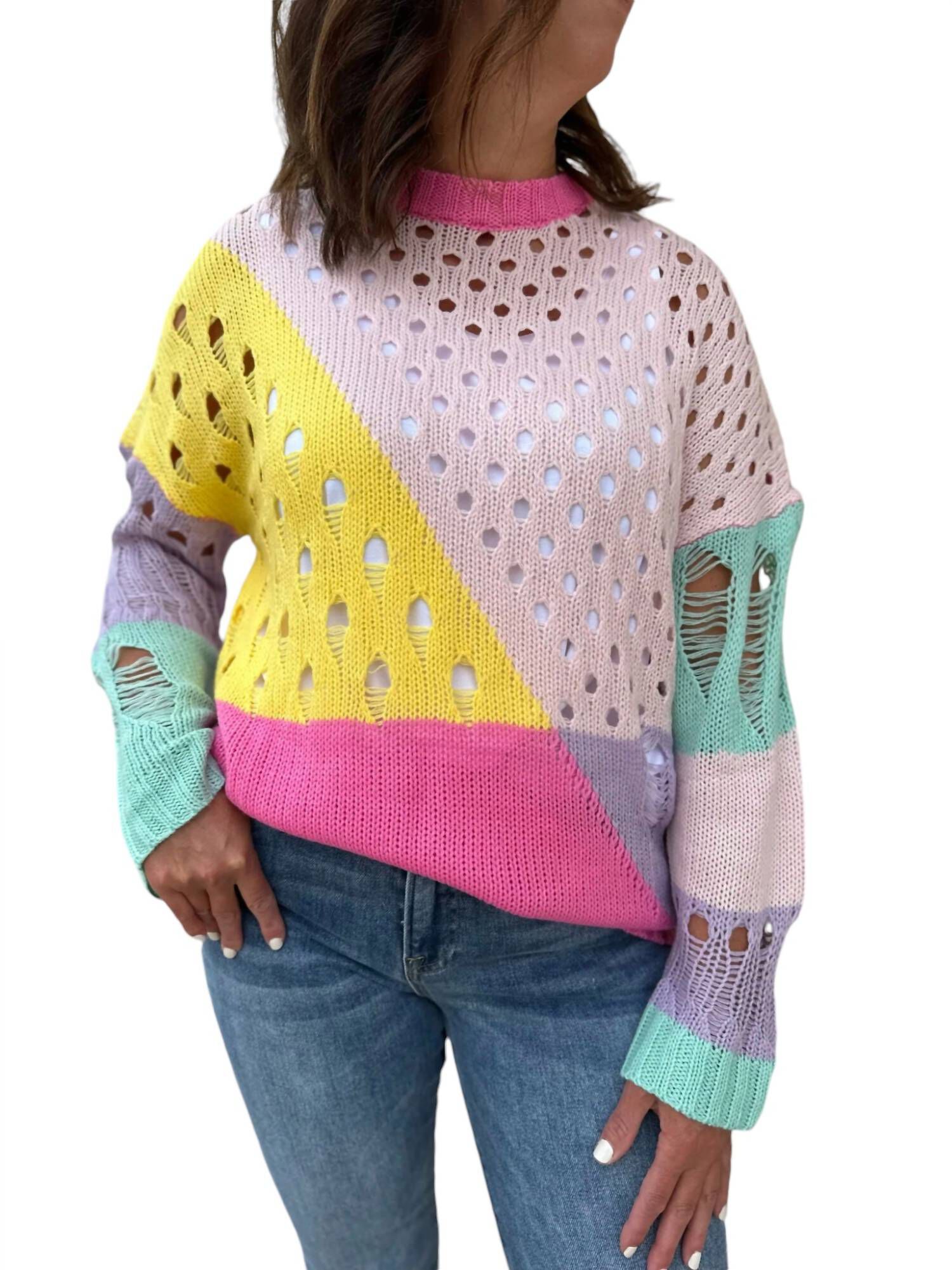DISTRESSED DETAIL PULLOVER SWEATER | Dia & Co