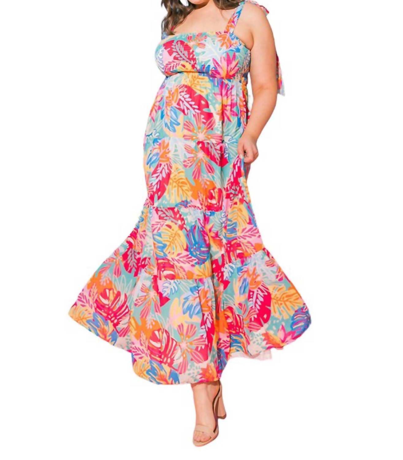 BEAT THE HEAT MAXI DRESS IN PINK BLUE | Dia & Co
