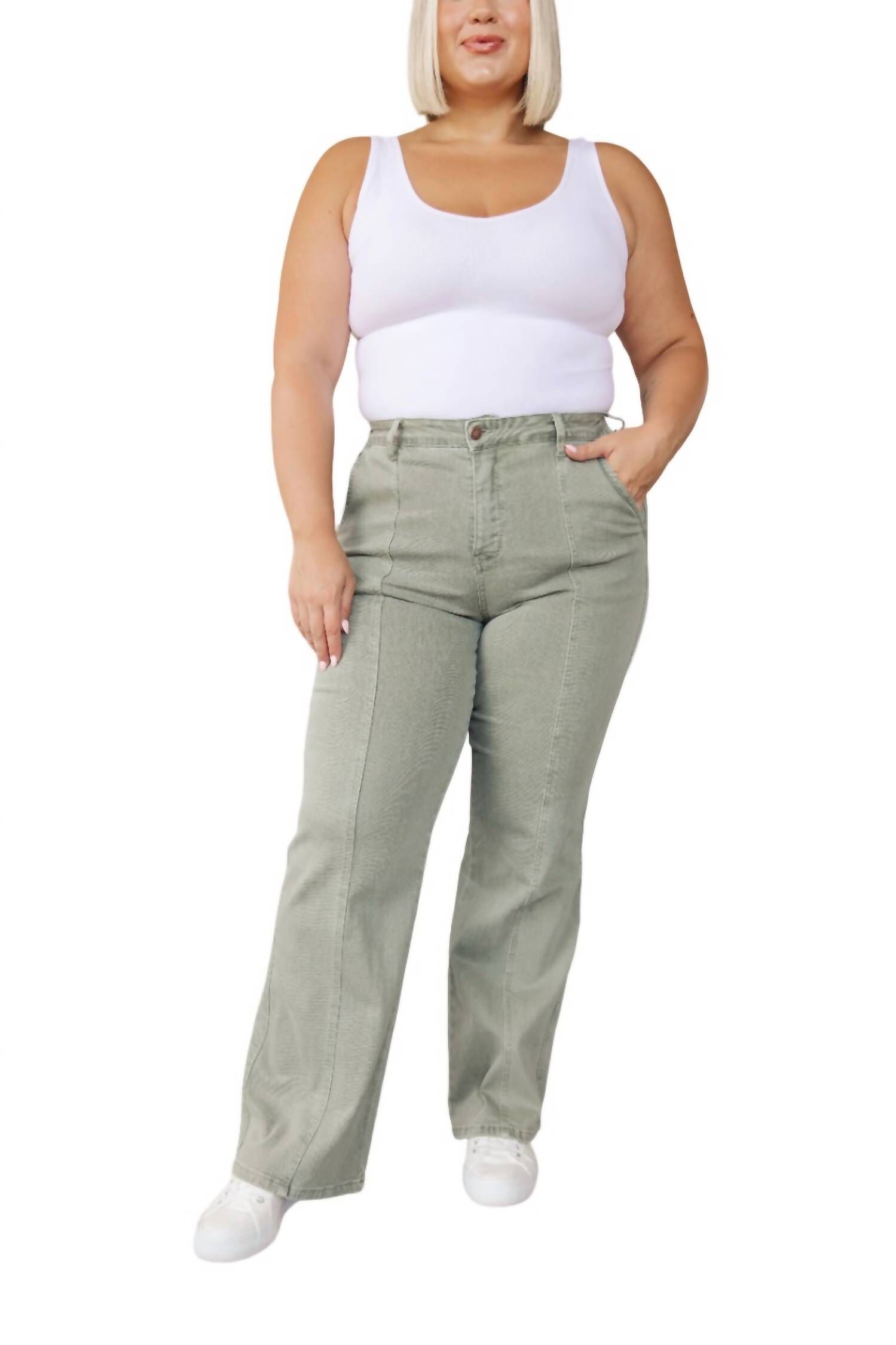 HIGH RISE FRONT SEAM STRAIGHT JEANS | Dia & Co