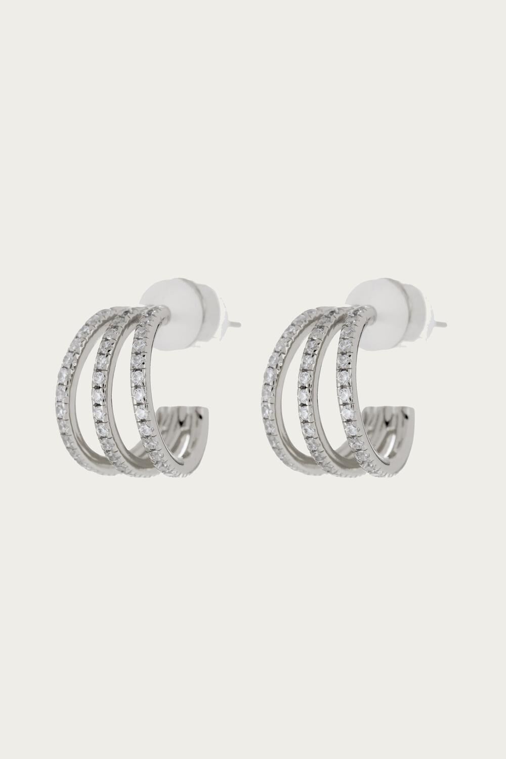 PAVE BABY BASTILLE HOOPS IN SILVER | Dia & Co