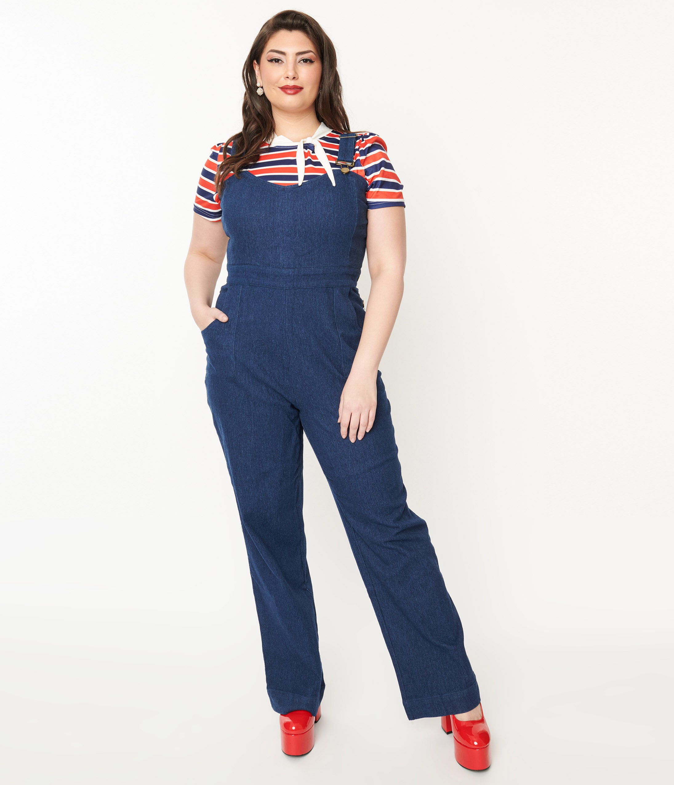 Unique Vintage Denim Wide Leg Overalls | Dia & Co