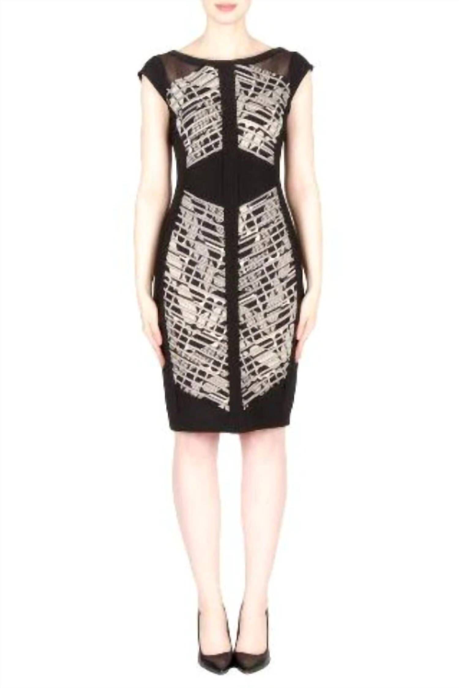 MESH PANEL DRESS IN BLACK/TAN | Dia & Co