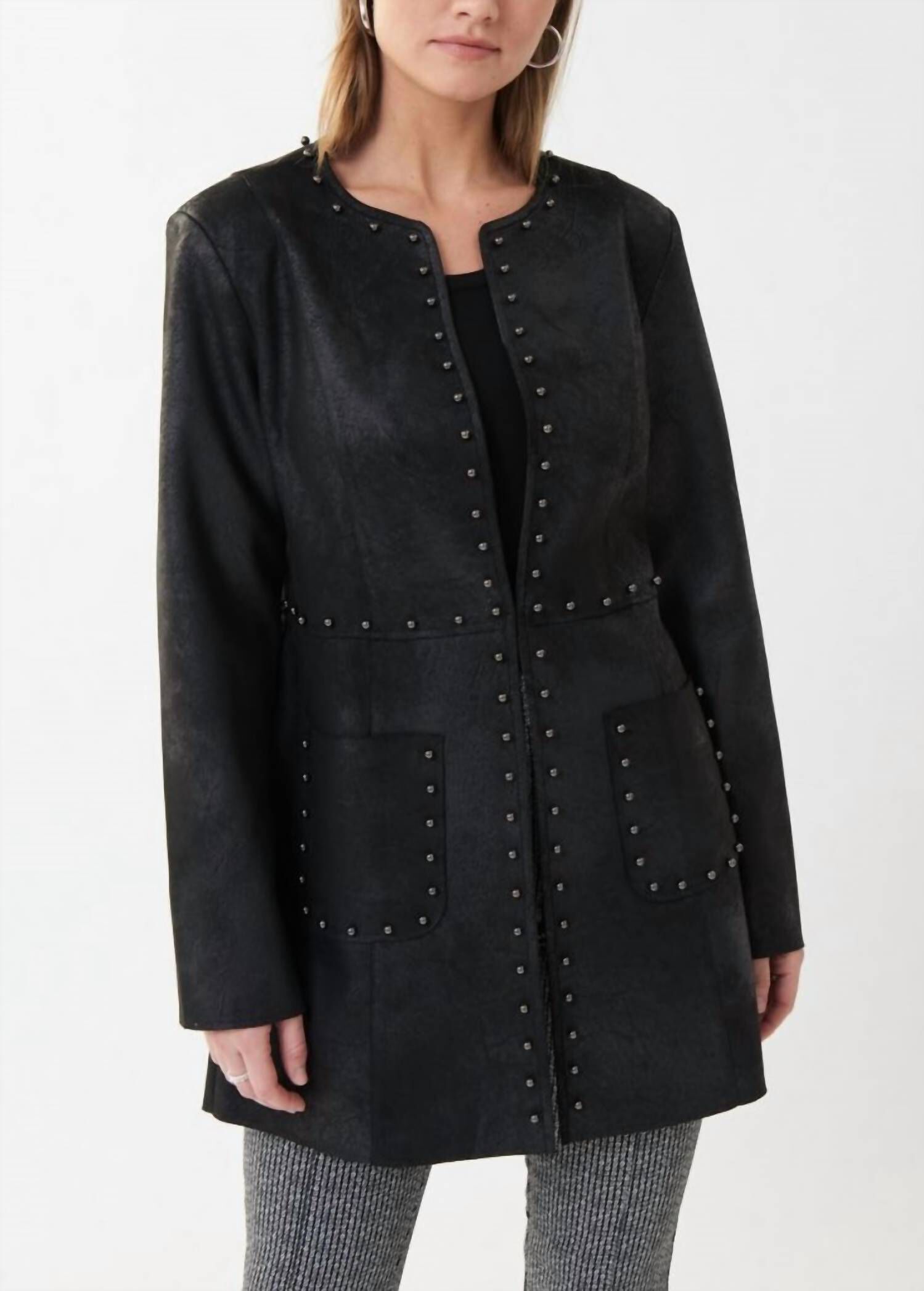 STUDDED TRIM JACKET | Dia & Co