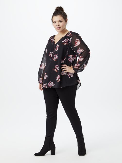 Claire Button Detail Sheer Blouse | Dia & Co