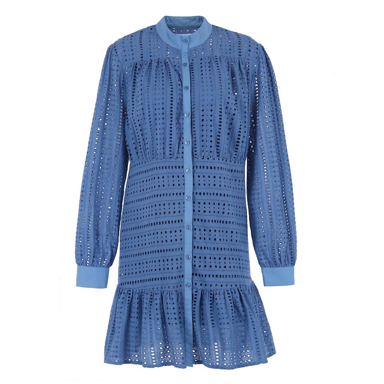 THE MARIA MINI DRESS IN BLUE EYELET | Dia & Co