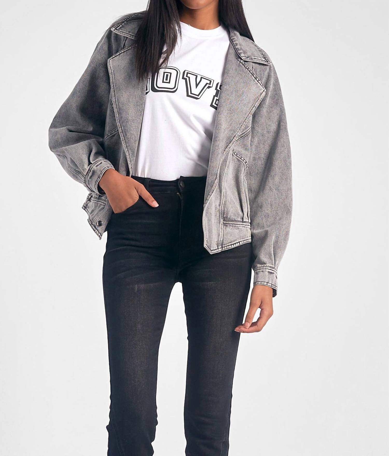 FALL JACKET IN BLACK WASH | Dia & Co