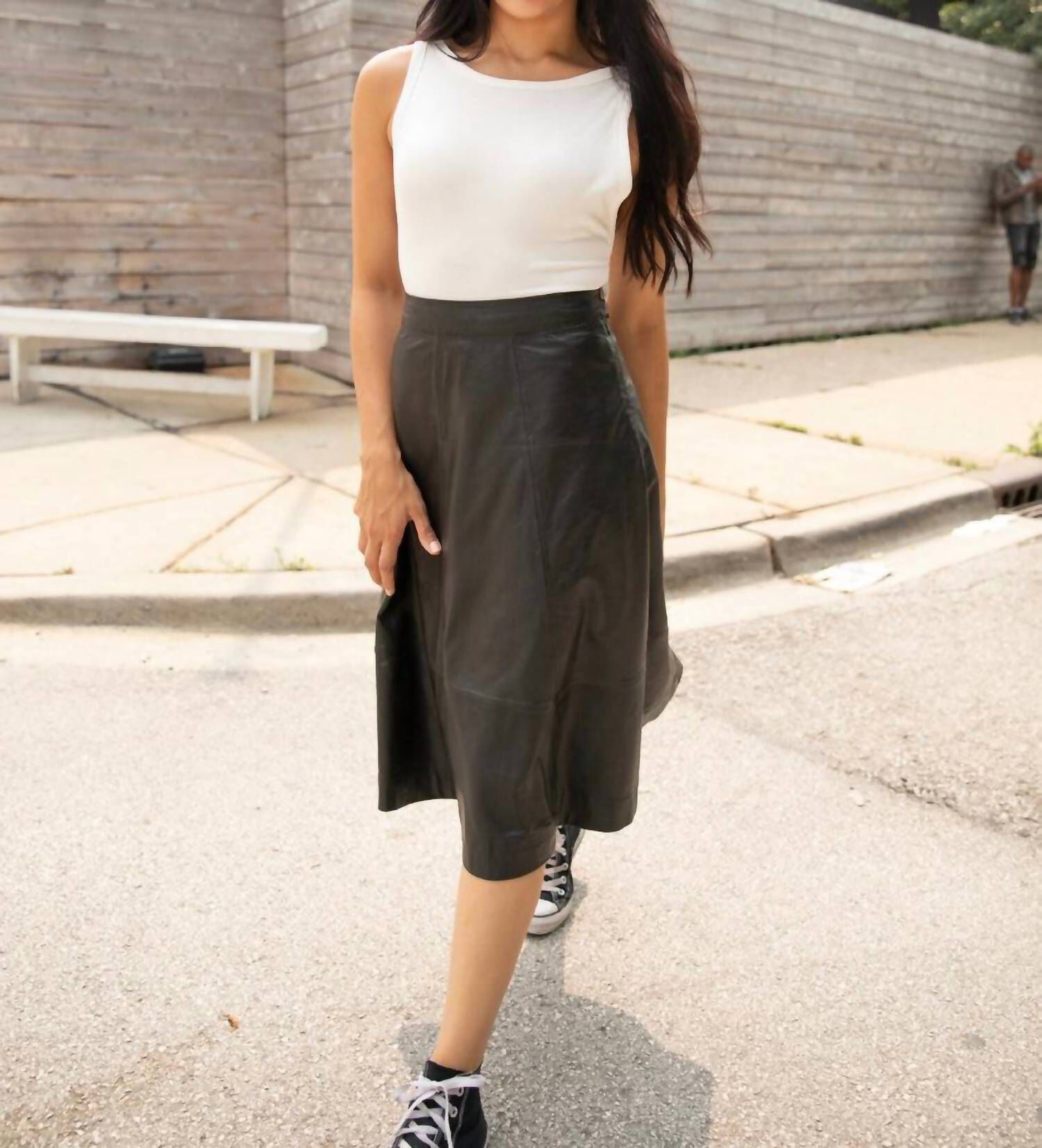 ZAZA RF LEATHER SKIRT IN BLACK | Dia & Co