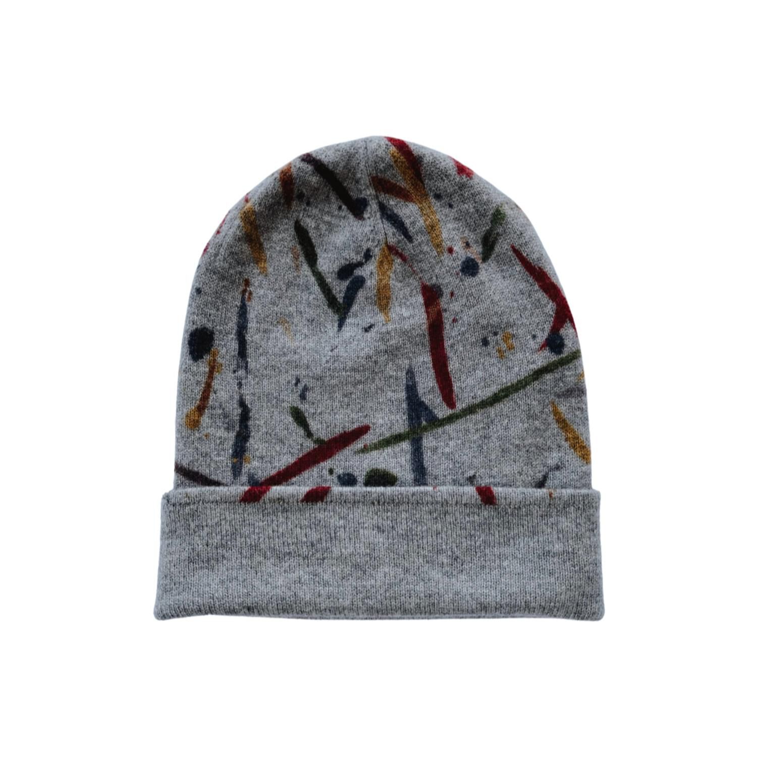 Cashmere Paint Splatter Beanie In Cement | Dia & Co