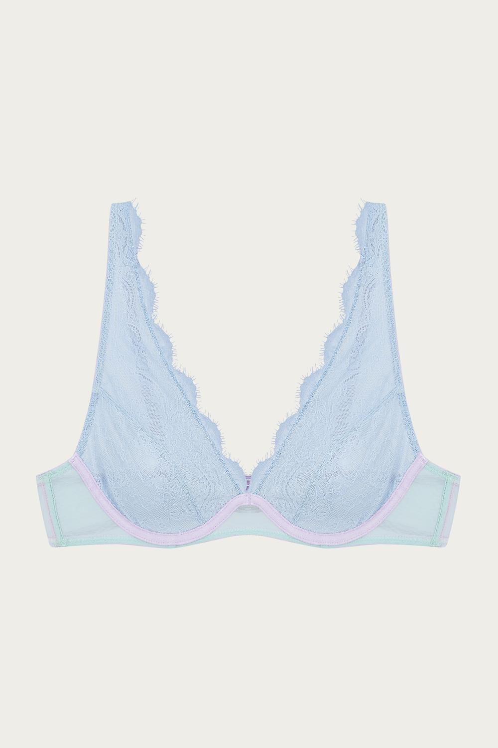 LAUREN HIGH APEX UNDERWIRE BRA IN BABY BLUE/MINT/ORCHID | Dia & Co
