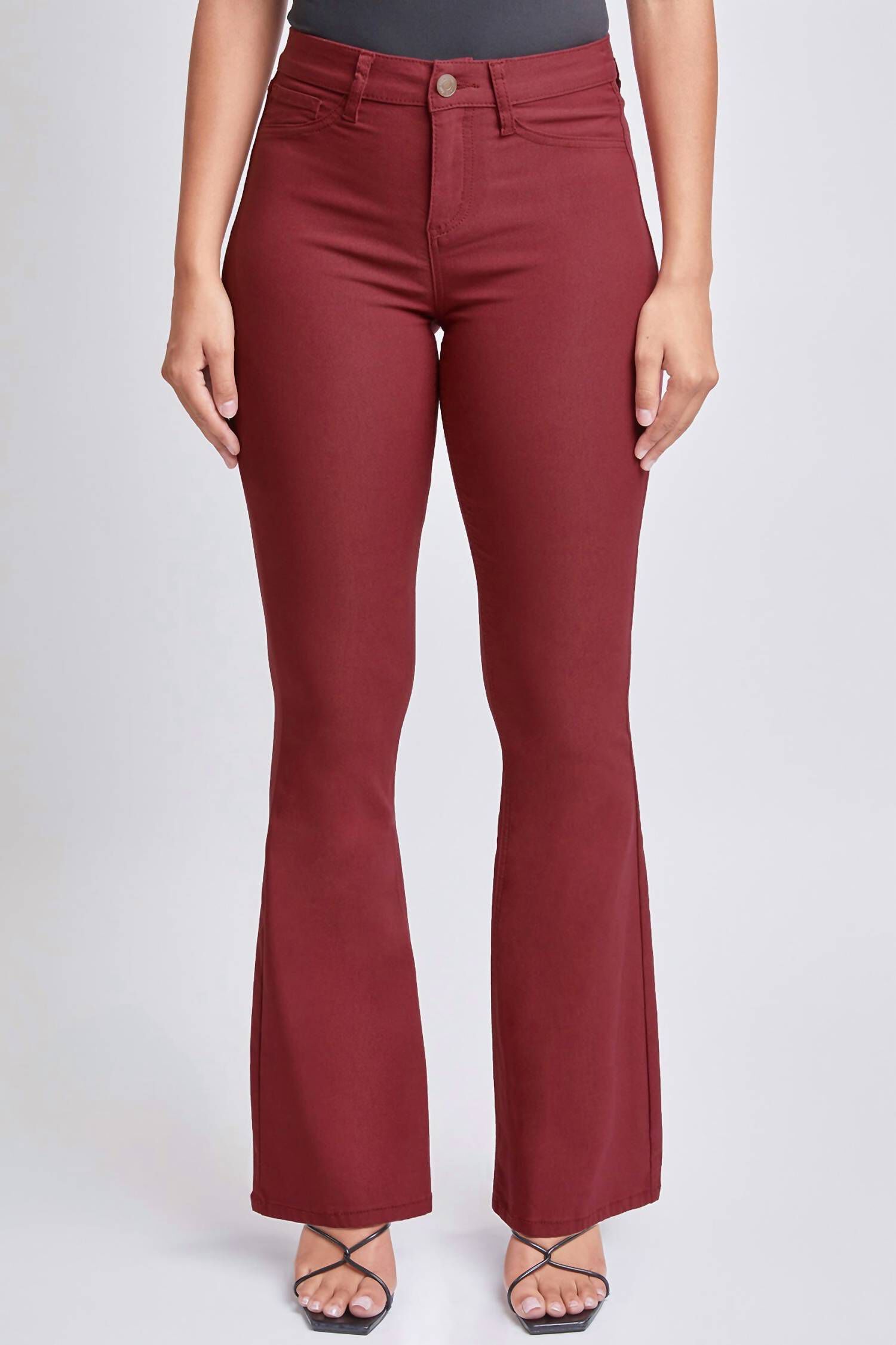 HYPERSTRETCH HIGH RISE FLARE DENIM IN DARK ROSE | Dia & Co