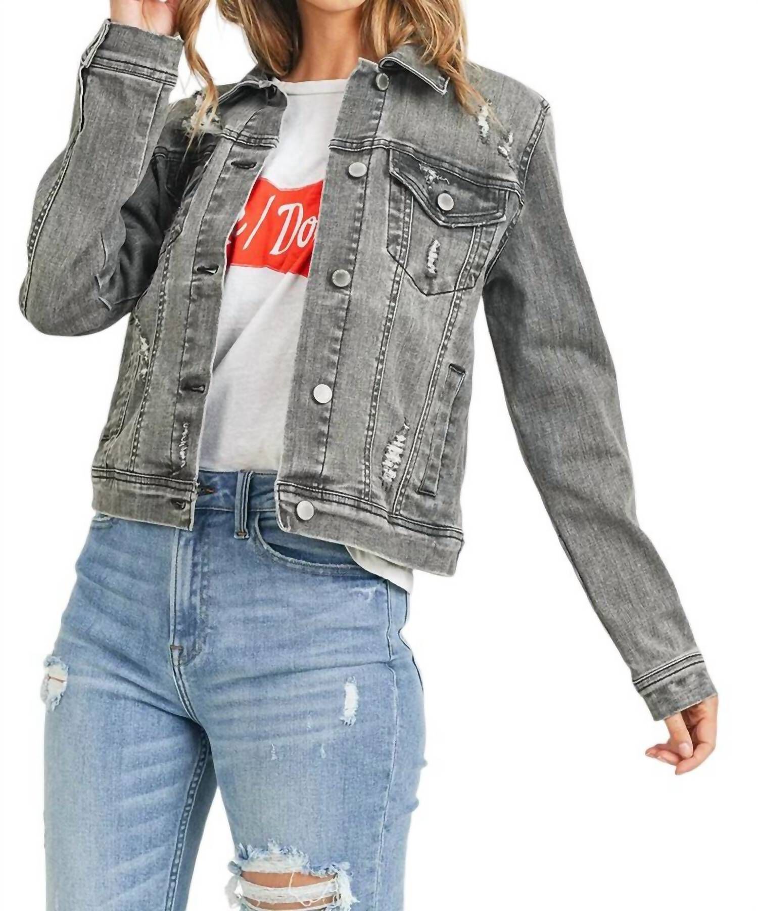 Vintage Washed Denim Jacket | Dia & Co