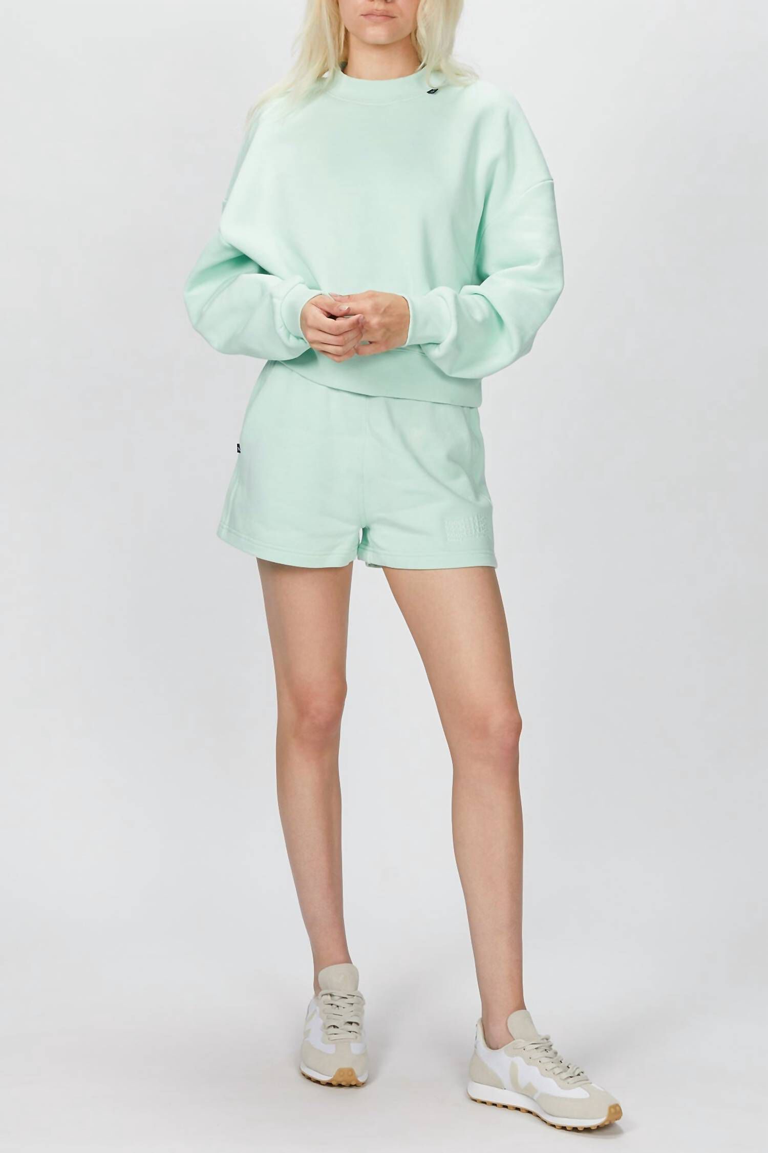 Sweat Short With Logo In Mint Green | Dia & Co