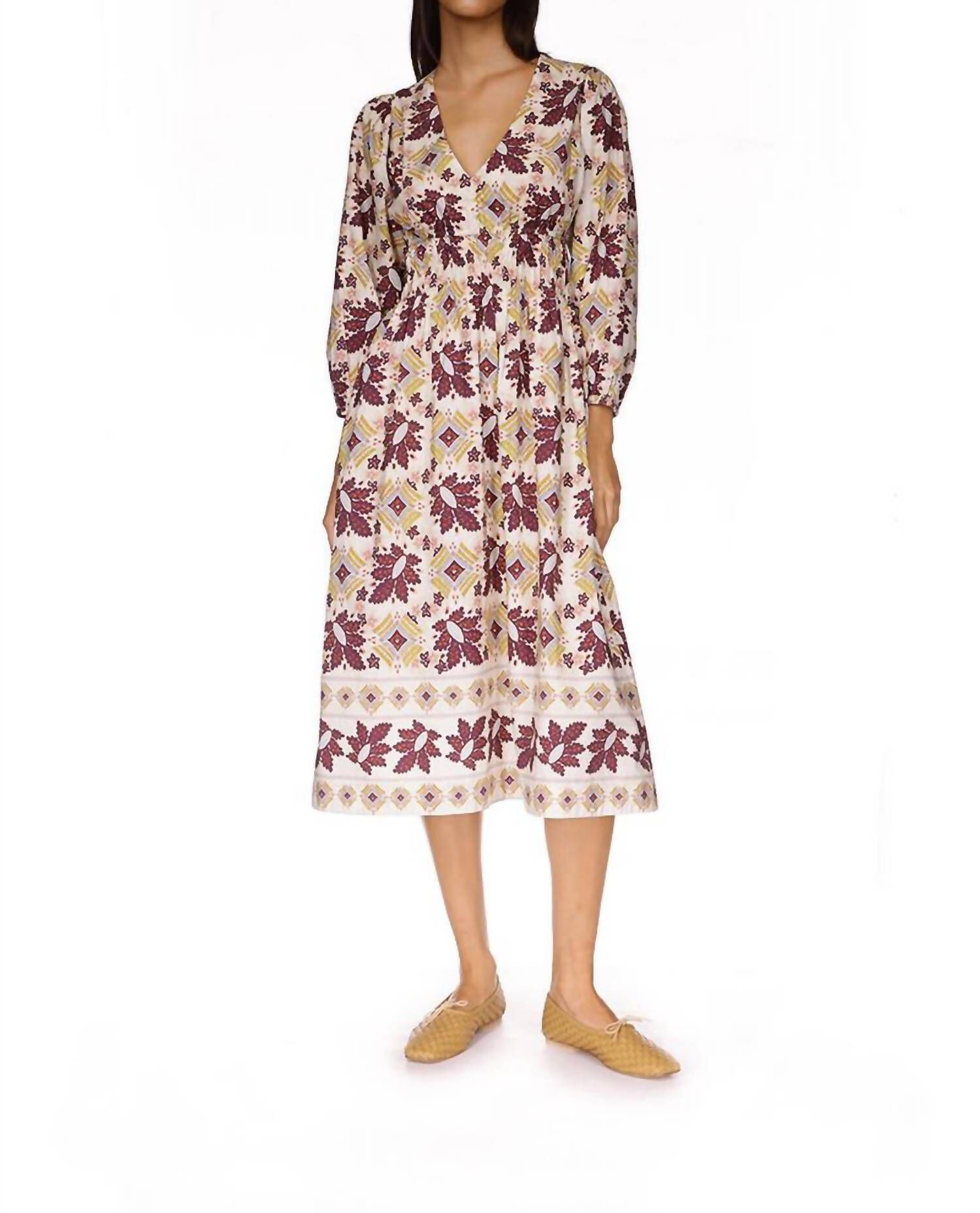 GINGER DRESS IN RETRO FLORAL TURTLEDOVE | Dia & Co