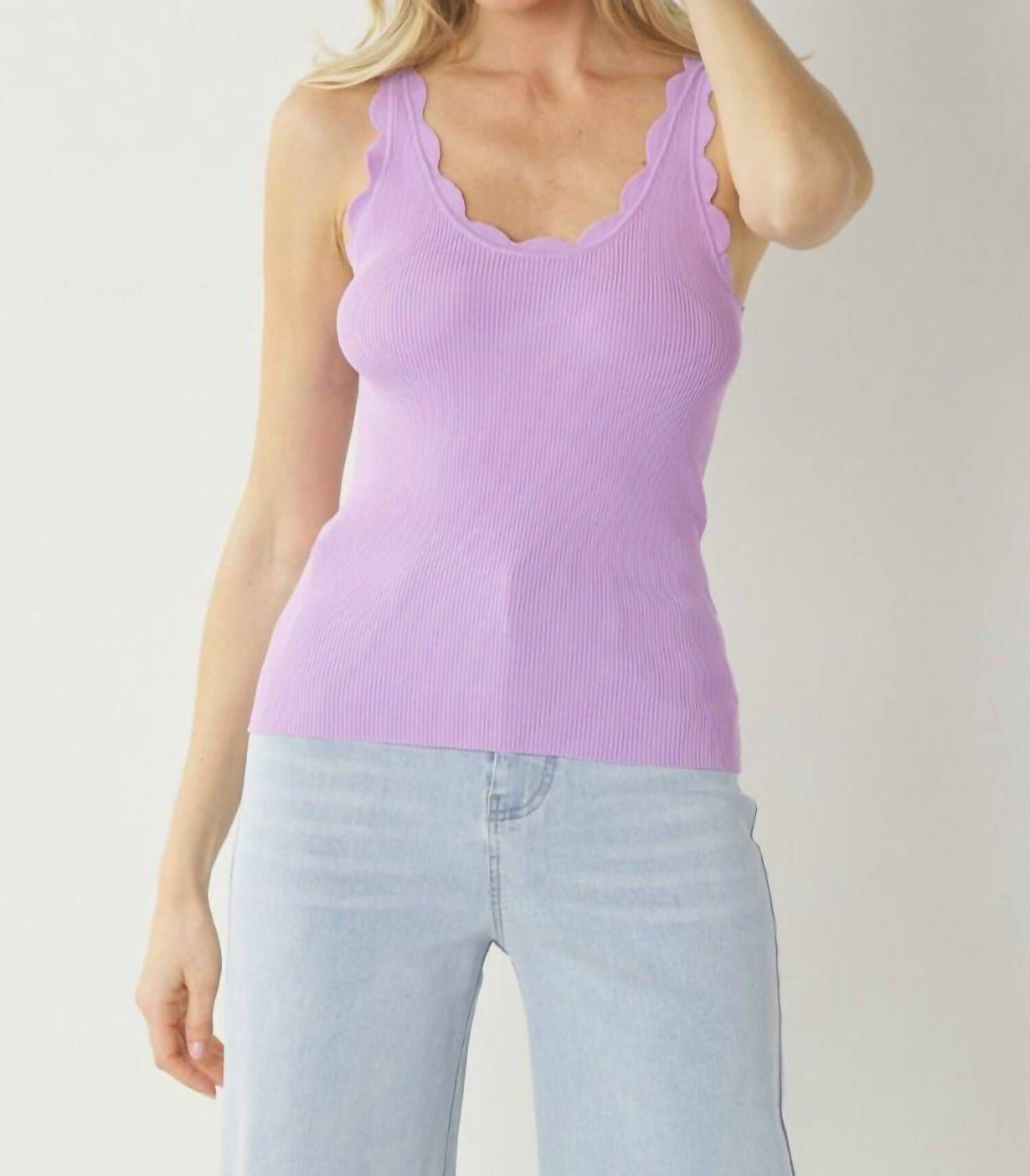 SCALLOPED TANK TOP IN LILAC | Dia & Co