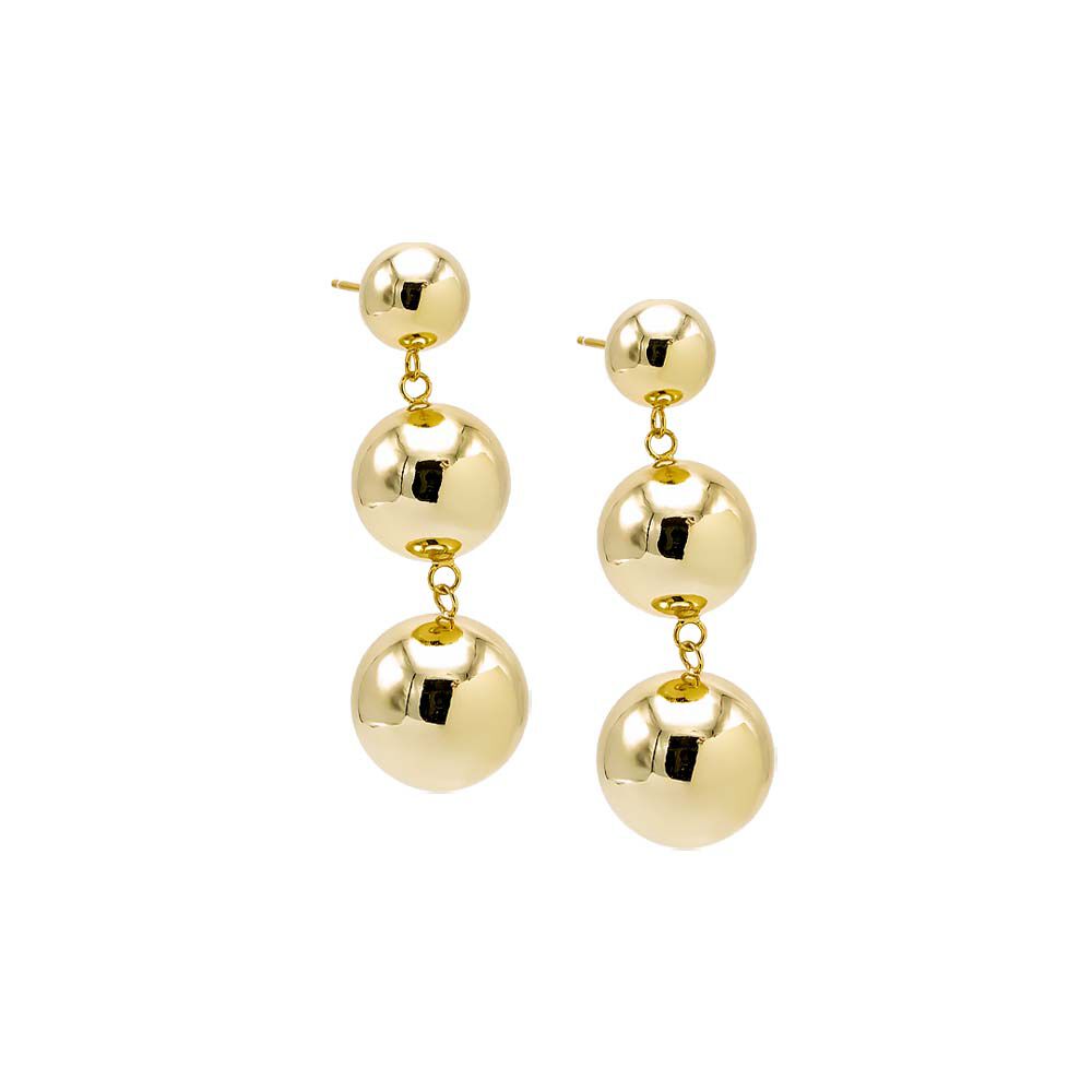 Triple Graduated Ball Drop Stud Earring | Dia & Co