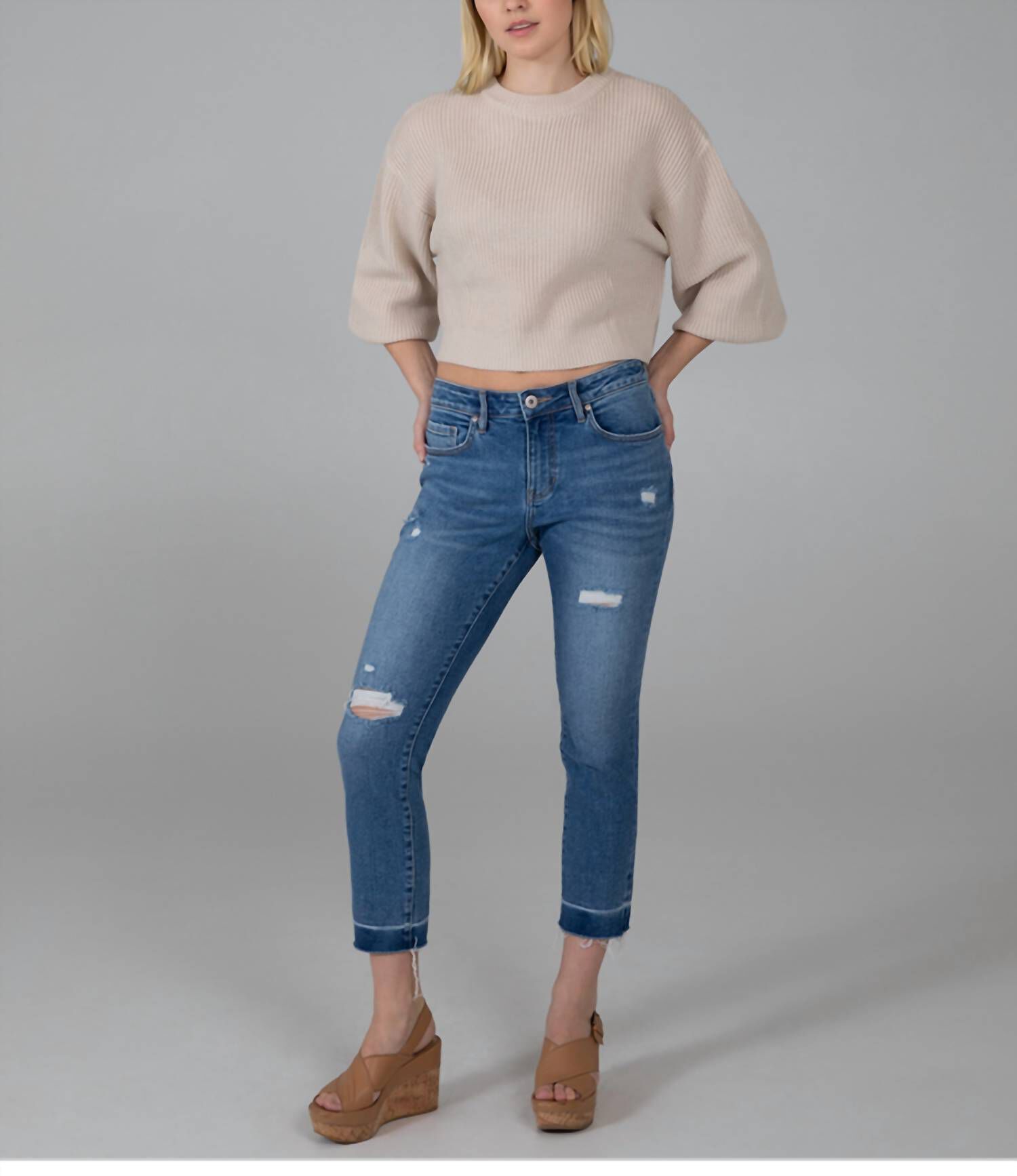 Carter Girlfriend Crosshatch Denim In Asbp Ashbury Park | Dia & Co