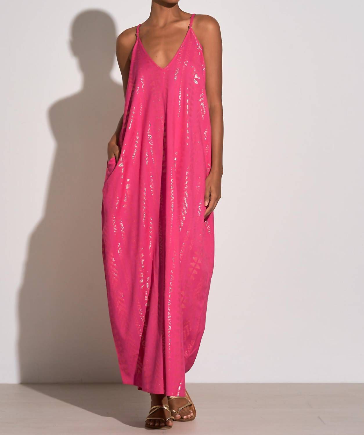 ARROW PRINT MAXI DRESS IN PINK | Dia & Co
