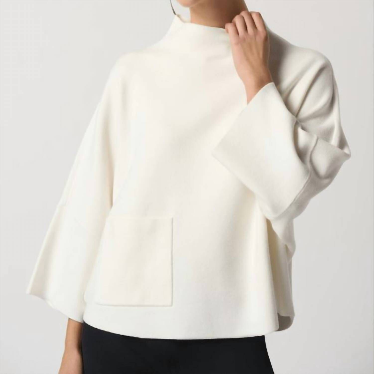 FUNNEL NECK BOXY TOP IN VANILLA | Dia & Co