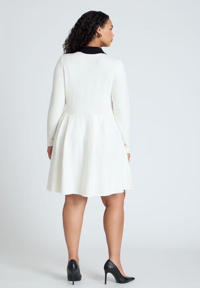 Collared Sweater Dress With Buttons | Dia & Co